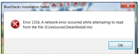 The error shows BlueStacks installation failed - Techyv.com